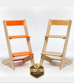 Lucas Wood Style - rostoucí židle EASY LINE zvýhodněný set 2 ks -  oranžová + přírodní