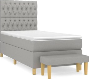 Box spring postel s matrací světle šedá 90x190 cm textil 3137357