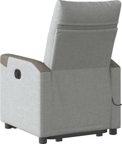 Zvedací masážní polohovací křeslo obláčkově šedé textil 3324094