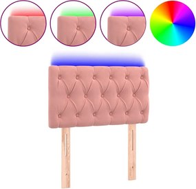 Čelo postele s LED růžové 80 x 7 x 78/88 cm samet 3121983