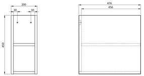 Sapho Sapho, WAVE skříňka spodní policová 20x45x47, 8cm, dub cuneo, WA020-2525