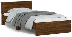Rám postele s čelem hnědý dub 100 x 200 cm kompozitní dřevo