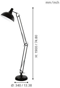 Eglo 94698 - Stojací lampa BORGILLIO 1xE27/60W/230V