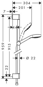 Hansgrohe Croma Select S, sprchová sada Multi se sprchovou tyčí 90 cm, bílá/chromová, HAN-26570400