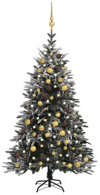 Umělý vánoční stromek LED a sada koulí zasněžený 180cm PVC a PE,  3077833 HangarStore.cz