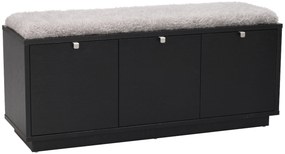 Rowico černá lavice s úložným prostorem CONFETTI a šedým sedákem 106 cm 103766