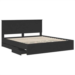 Rám postele se zásuvkou Černá 200 x 200 cm Inženýrské dřevo 3409427