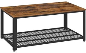 Konferenční stolek v industriálním stylu s mřížkovou policí 106,2 x 45 x 60,2 cm