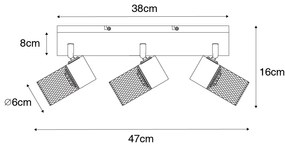 Průmyslové stropní bodové světlo černé 3-světlo nastavitelné - Jim