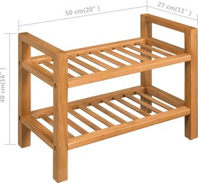 vidaXL Botník s 2 policemi 50 x 27 x 40 cm masivní dubové dřevo [244208]