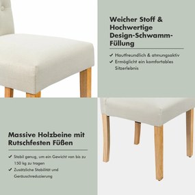 Costway Sada 2 knoflíkových všívaných jídelních židlí Polstrované látkové židle