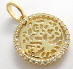 Klenoty Budín Gravírovaný zlatý strom života v kolečku z žlutého zlata 585/1,30gr H951