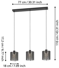 Eglo 900738 - Lustr na lanku SEGOVIA 3xE27/40W/230V