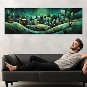 Obraz na plátně - Hvězdná noc v Lavance FeelHappy.cz Velikost obrazu: 120 x 40 cm