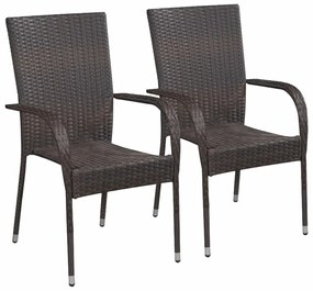Zahradní stohovatelné židle 2 ks polyratan Hnědá