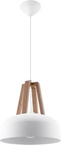 Lustr SOLLUX Casco E27 1x60W bez zdroje SL.0388 přírodní dřevo a ocel bílá