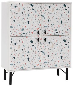 KALUNE DESIGN Dřevěná komoda TERRAZZO bílá 869VEL4527