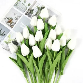 Bytová dekorace - kytice umělých tulipánů Balení: 5 ks, Barvy: K01 BÍLÁ