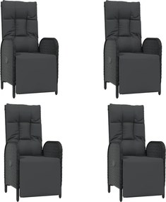 5dílný zahradní jídelní set s poduškami černý polyratan 3185060
