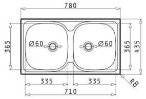 Pyramis 100125101 - Kuchyňský dřez E78 78x43,5 cm satin