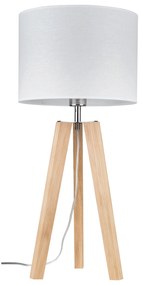 BRITOP Stolní lampa LOTTA, 1xE27, v. 65 cm Barva stínidla: Bílá látka, Barva podstavy: Dubové dřevo