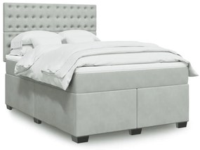 Box spring postel s matrací světle šedá 140x200 cm samet 3293242