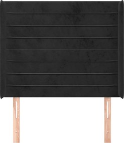 Čelo postele typu ušák černé 83x16x118/128 cm samet 3119752