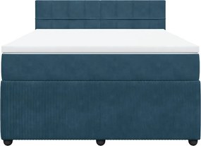 Box spring postel s matrací modrá 140 x 190 cm samet 3290038