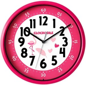 CLOCKODILE Růžové dětské hodiny PLAMEŇÁK SE SRDÍČKY - 3 ROKY ZÁRUKA! CCS3002