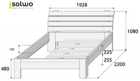 Masivní postel JIVE - Solwo Design Dřevo a odstín oleje: DUB Cink - Olej odstín DO203, Rozměr spací plochy: 200x200
