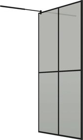 Zástěna do průchozí sprchy s policí černá 118x190 cm ESG/hliník 3185490