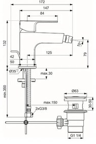 Ideal Standard Cerafine D Bidetová baterie s výpustí, chrom BC492AA