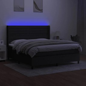Box spring postel s matrací a LED černá 160x200 cm textil 3138407