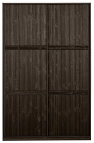 Tmavě hnědá šatní skříň z borovicového dřeva s posuvnými dveřmi 139x215 cm Katoi – BePureHome