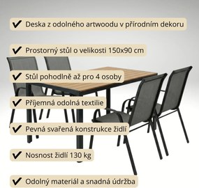 Vikio Venkovní zahradní set 150x90 pro 4 osoby DK302-P přírodní