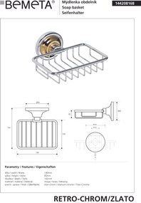 Bemeta Design RETRO gold-chrom: Mýdlenka -