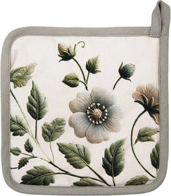 Béžová bavlněná chňapka - podložka s květy Gently Blooming - 20*20 cm