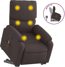 Zvedací masážní polohovací křeslo tmavě hnědé textil 3204841