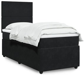 Box spring postel s matrací černá 100x200 cm samet 3294558
