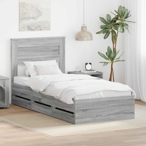 Rám postele s čelo Šedá Sonoma 100 x 200 cm Inženýrské dřevo 3409872