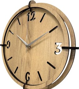Dřevěné nástěnné hodiny 30-50 cm - moderní dubový design hodiny | SENTOP HDF0601-GOLD-OAK