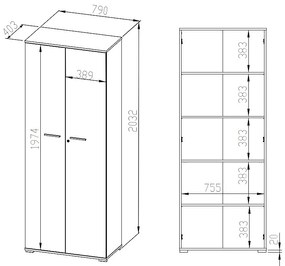 Casarredo Skříň 2D POPPY dub sonoma