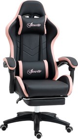 Vinsetto Herní Křeslo Racing Gamer Křeslo PU Kůže s Nastavitelnou Výškou, Polohováním 135°, Opěrkou Hlava, Bederní Oporou a Sklopným Podnožím pro Kan…