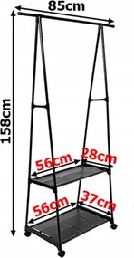 Stojan na oblečení se 2 policemi VESTIO, černý