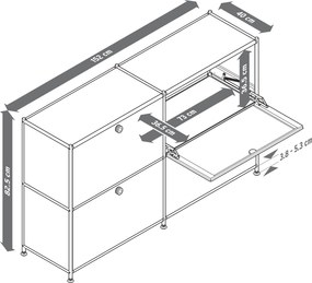 Tchibo - Odkládací skříňka »Cn3« se 4 výklopnými dvířky - barva: šedá
