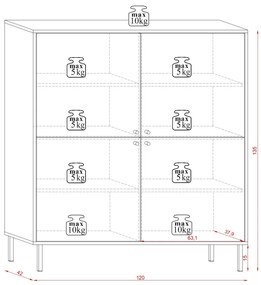 Komoda vysoká Bospe dub wotan/černá
