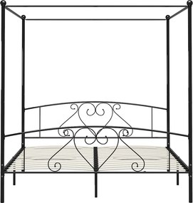 Rám postele s nebesy černý kovový 200 x 200 cm 284439