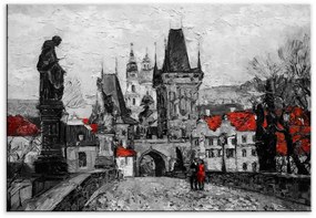 Malvis ® Obraz procházka po Karlově mostě červená Velikost (šířka x výška): 110x75 cm