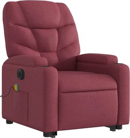 Elektrické zvedací masážní polohovací křeslo vínové textil 3204635