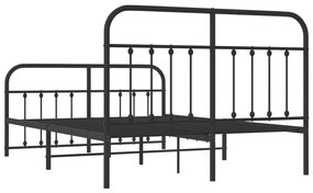 Kovový rám postele s hlavovým a nožním čelem černý 150 x 200 cm,  352598